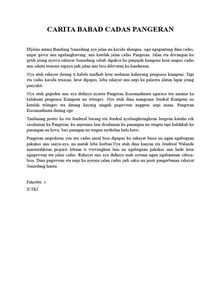 Sejarah Jalan Cadas Pangeran | PDF