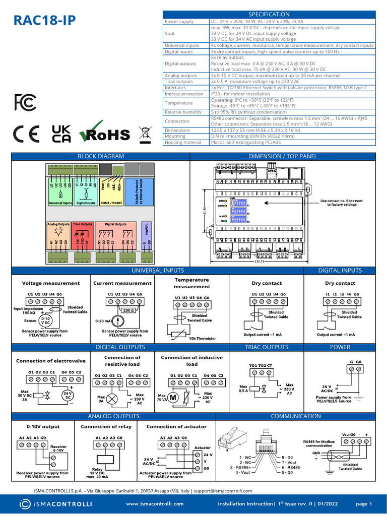 RAC18-IP Installation Instruction DIM433en v1.0 | PDF | Power Supply ...