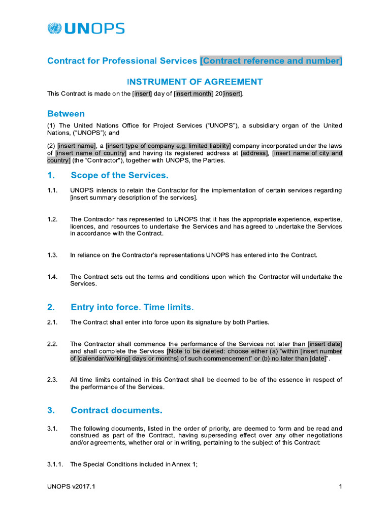 SAMPLE Contract - For - Professional - Services RFP 2023 49877 UNOPS | PDF