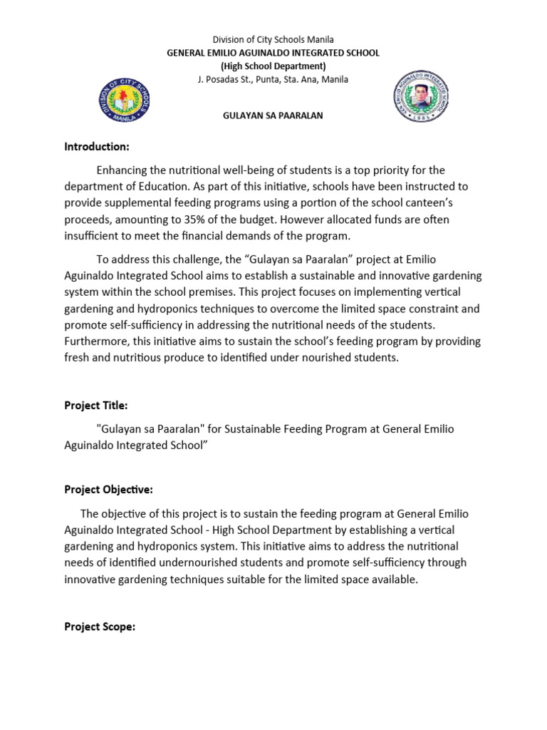 Project Plan - Home Economics | PDF