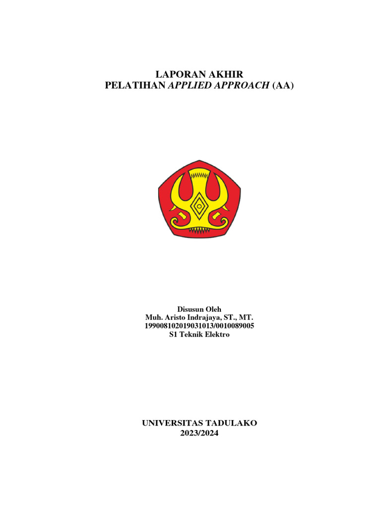 Laporan Akhir Pelatihan Applied Approach (Aa) : Universitas Tadulako ...