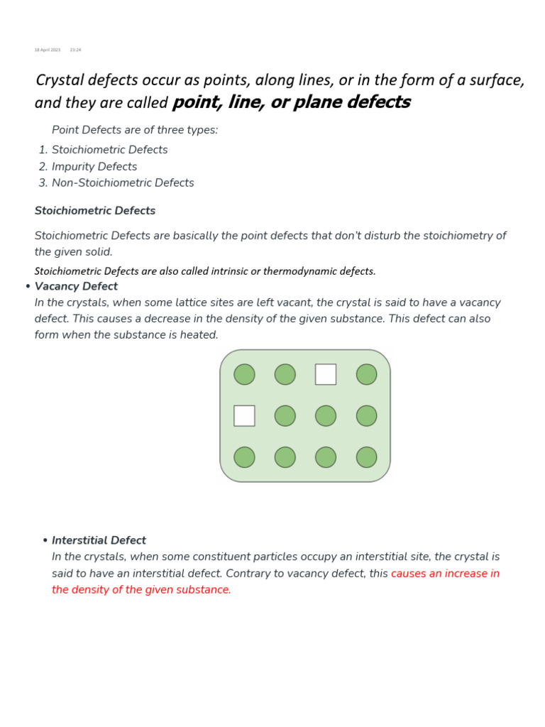 Defect in Solid | PDF | Technology & Engineering