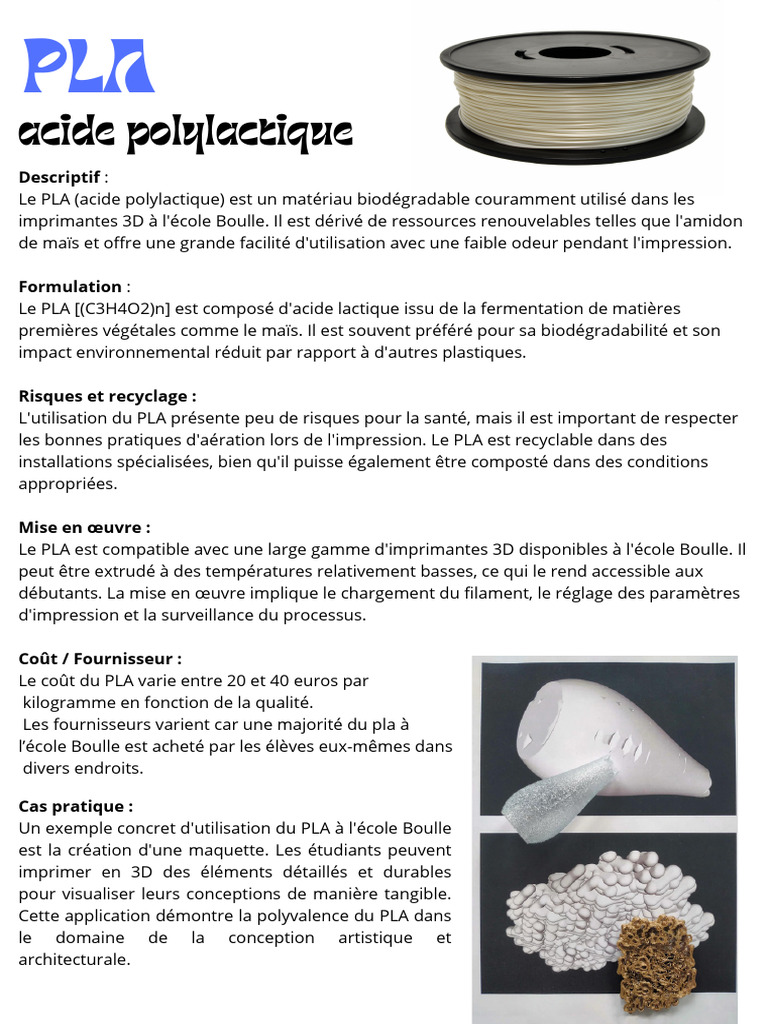 Utilisation du PLA en impression 3D | PDF | Sciences et mathématiques