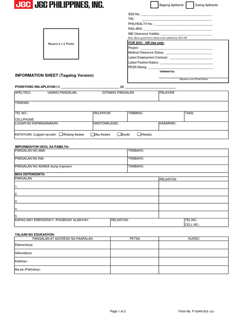 F-0349-003-2 - Tagalog Info Sheet 1 | PDF