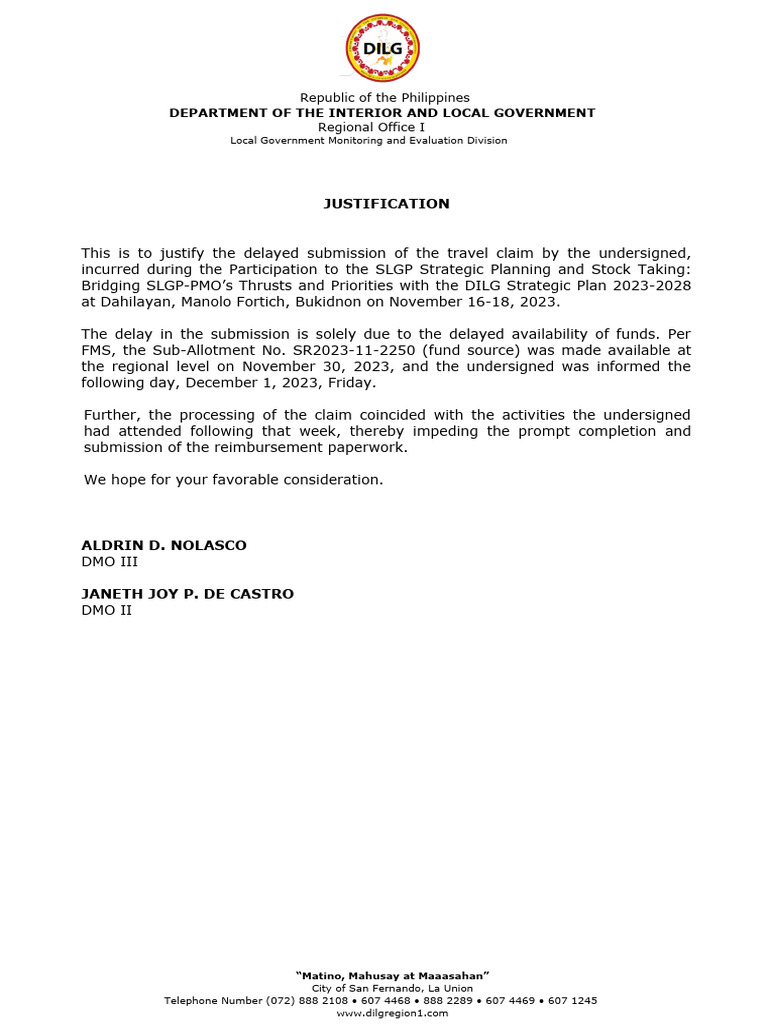 Justification Letter | PDF