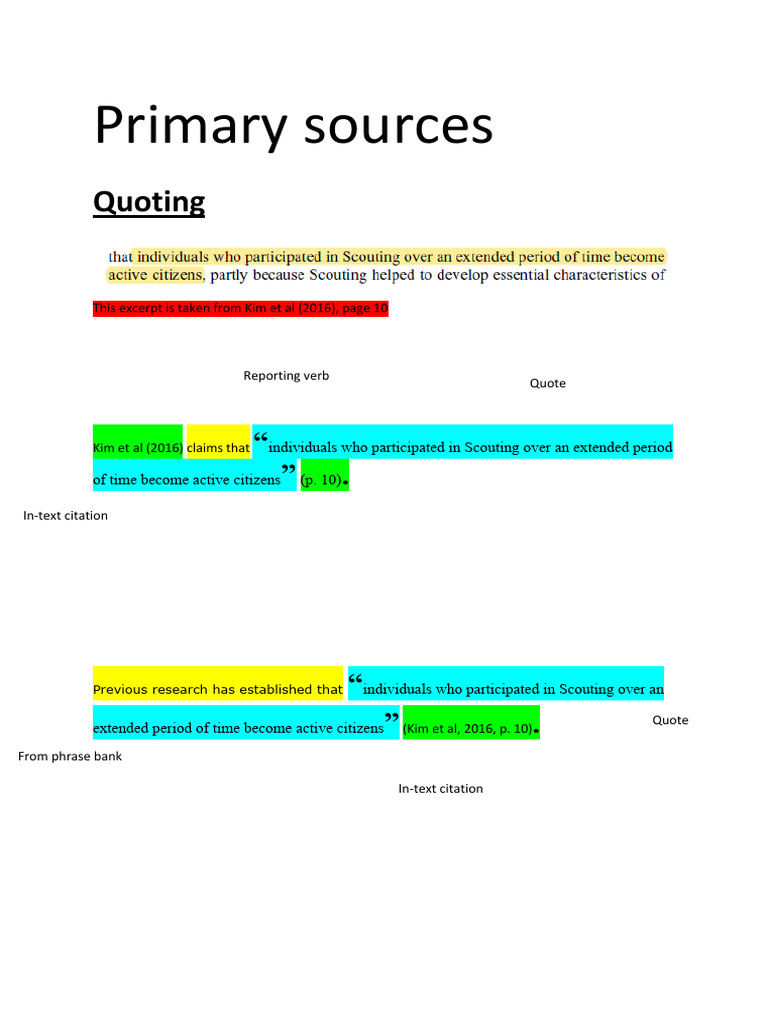 In Text Citation - Primary & Secondary Sources | PDF | Bracket | Citation