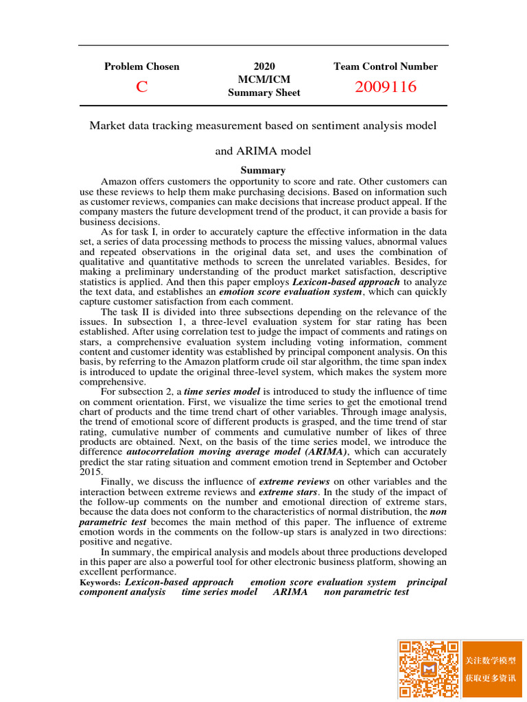 Market Data Tracking Measurement Based On Sentiment Analysis Model and ARIMA Model | PDF ...