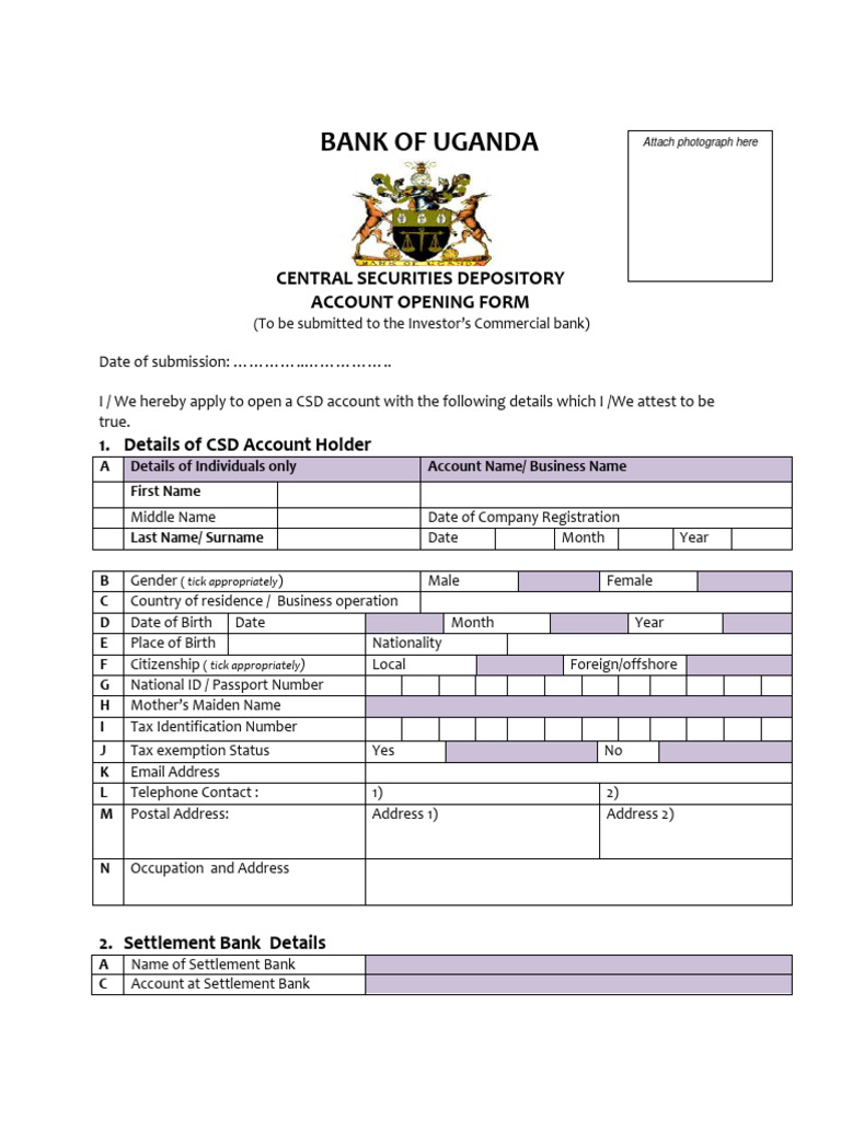 CSD Account Opening Form | PDF | Identity Document | Government And ...