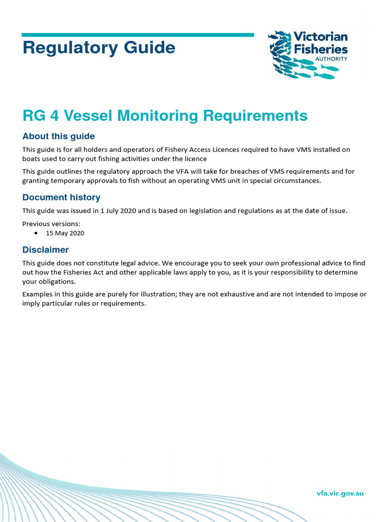 RG 4.2 Vessel Monitoring Requirements July 2020 | PDF