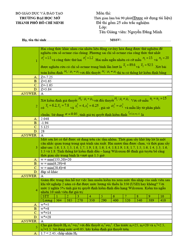 Mau de Trac Nghiem - NLTKKT | PDF