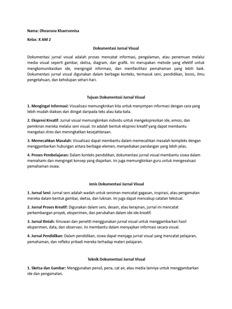 Tugas Dokumentasi Jurnal Visual | PDF