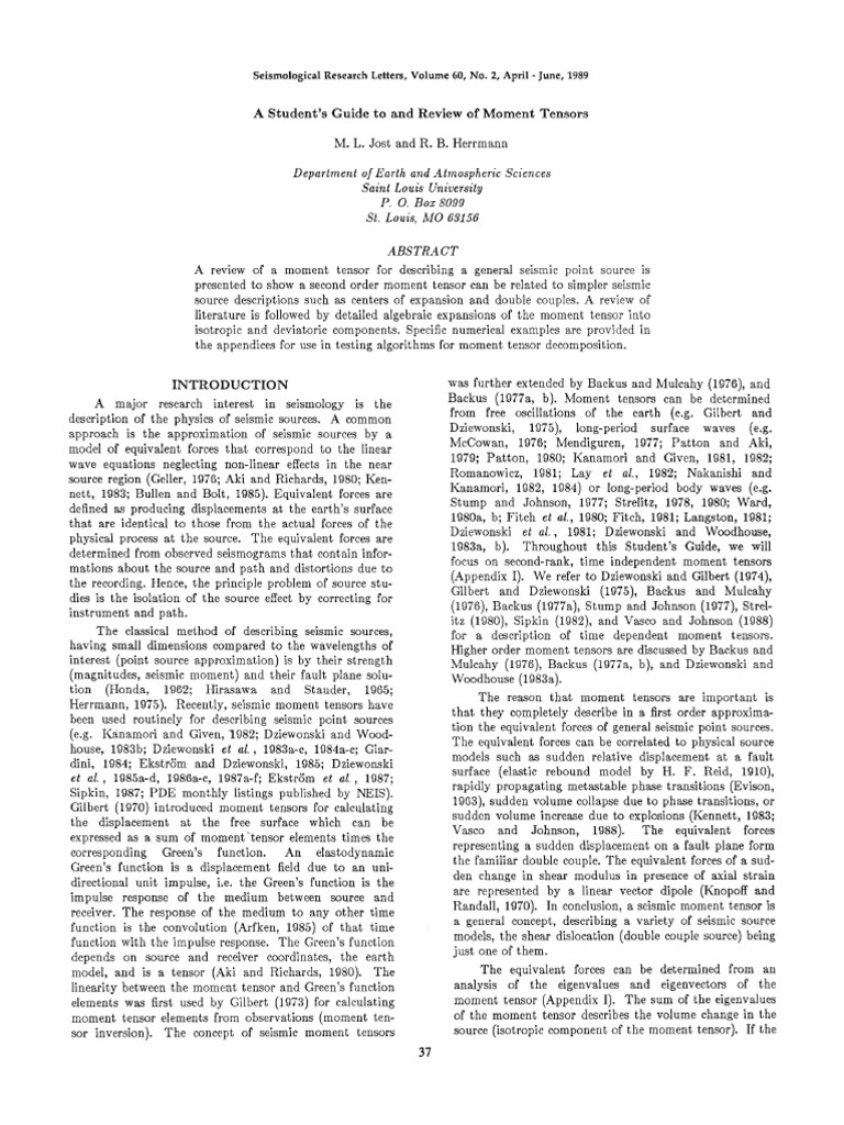 Moment Tensor | PDF | Eigenvalues And Eigenvectors | Tensor