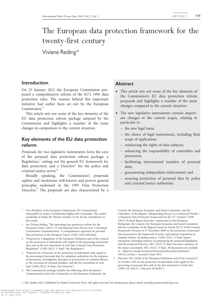 Reding - 2012 - The European Data Protection Framework For The Twenty ...