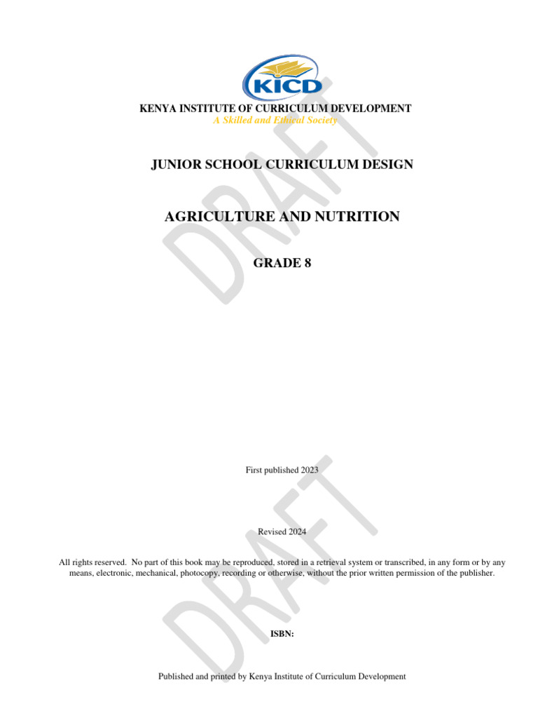 Grade 8 Agriculture & Nutrition Curriculum | PDF | Learning | Meat