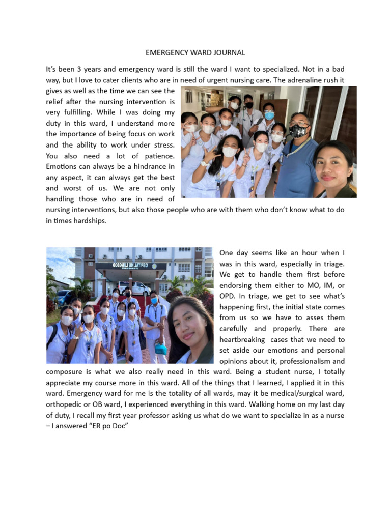 Emergency Ward Journal | PDF