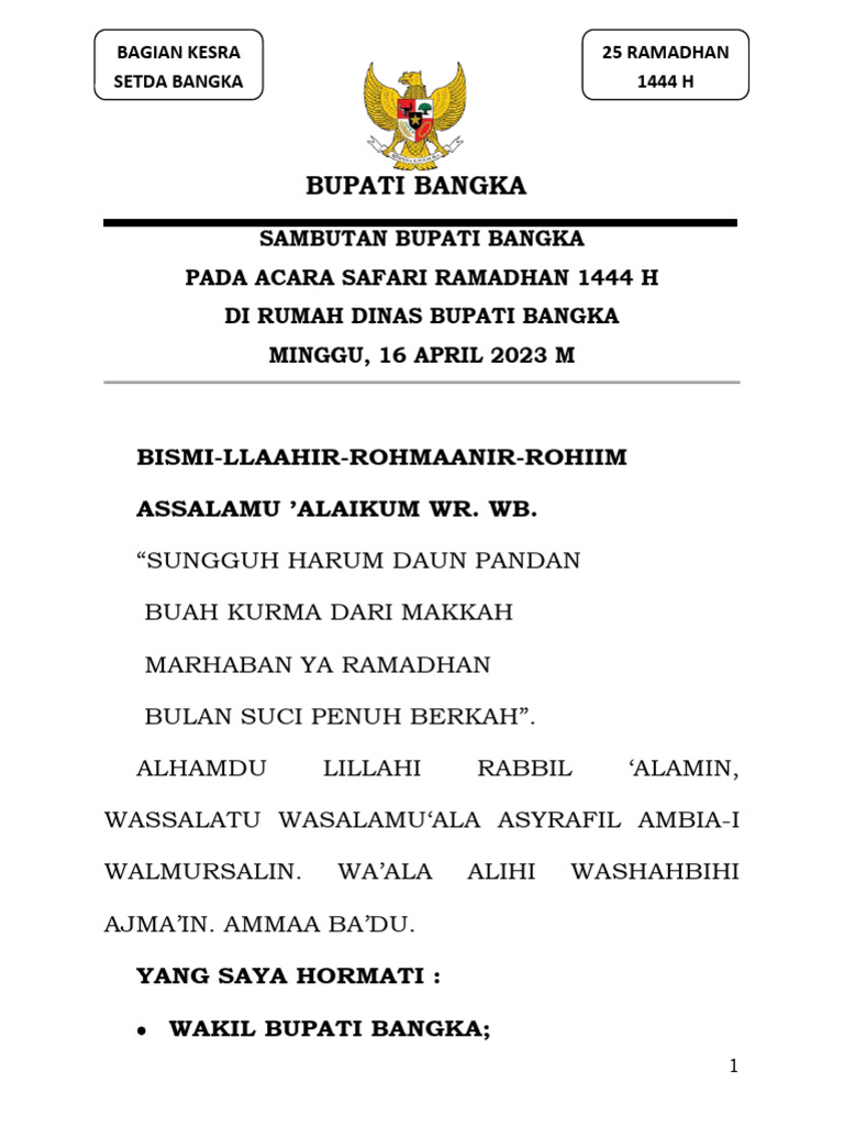 Sambutan Bupati | PDF