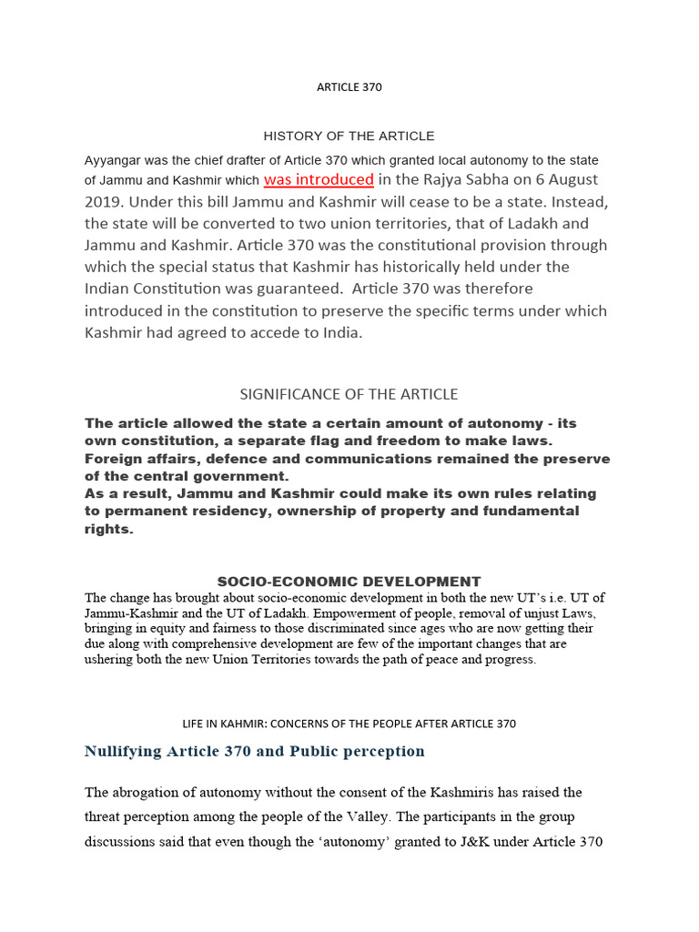 Article 370 | PDF | Politics