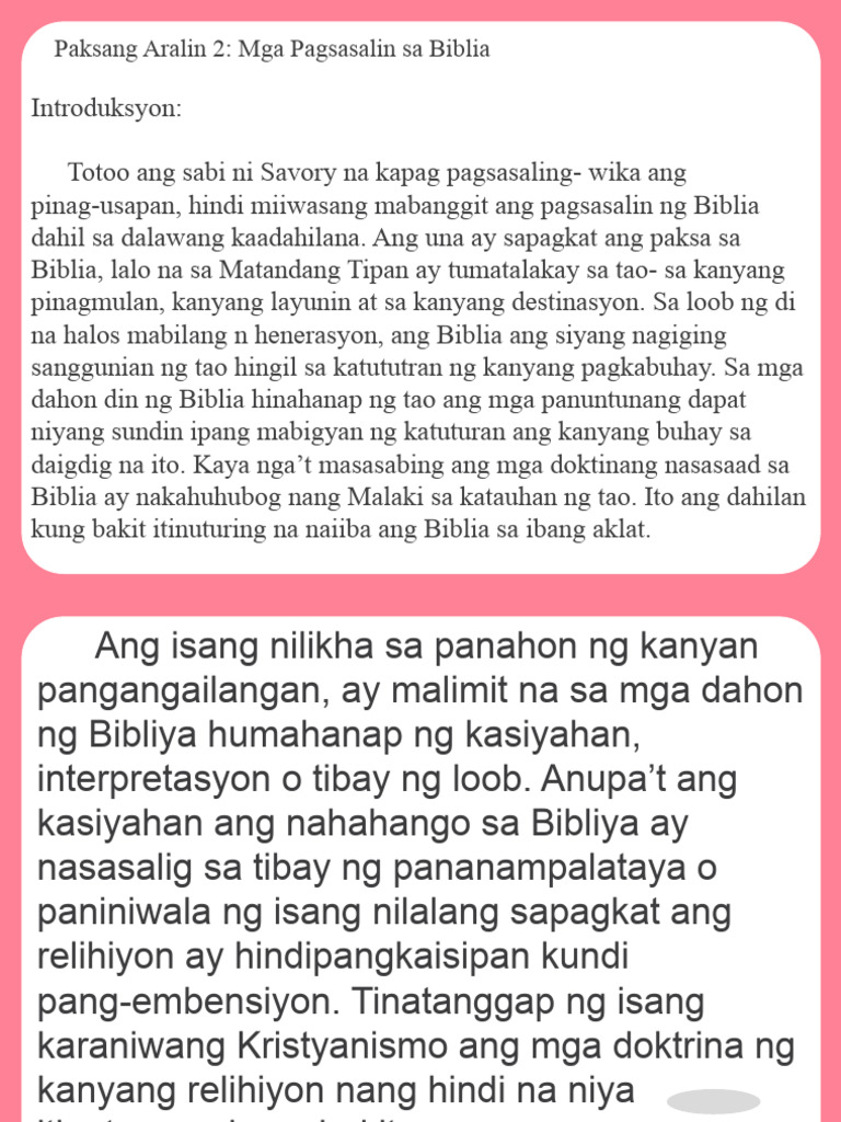 INTRODUKSYON SA PAGSASALIN - Paksang Aralin2 - Group2 | PDF