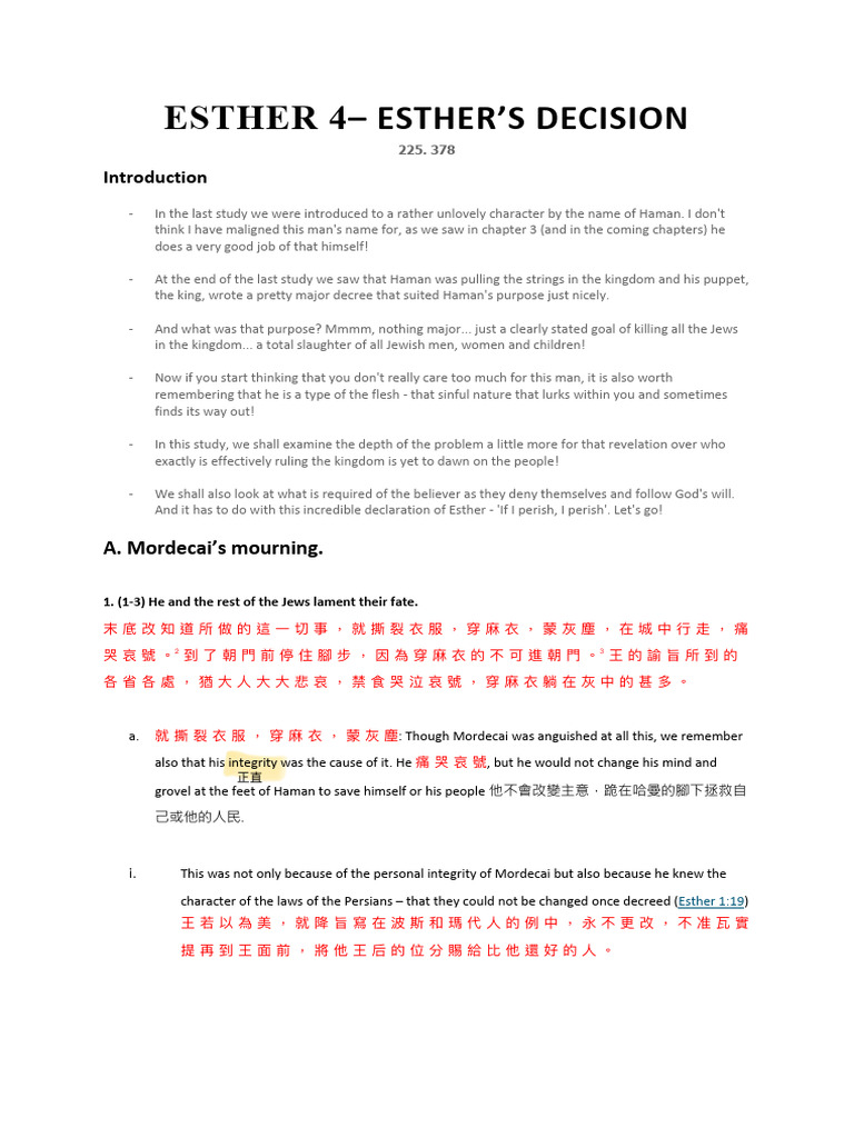 Esther 4-6 | PDF | Esther | Book Of Esther