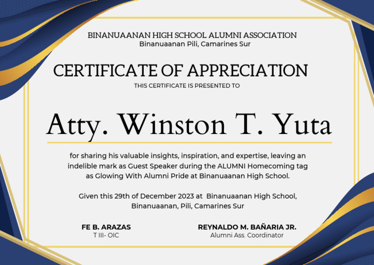 Blue and Gold Grass Background Certificate of Appreciation | PDF