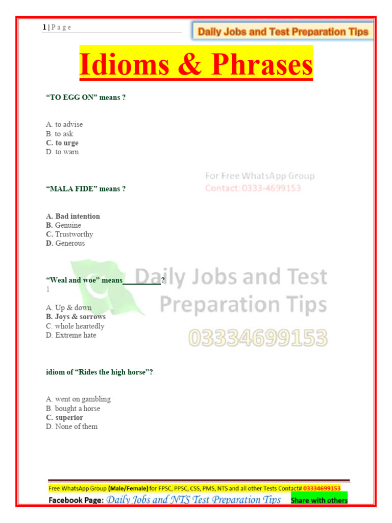 Idioms 1 | PDF