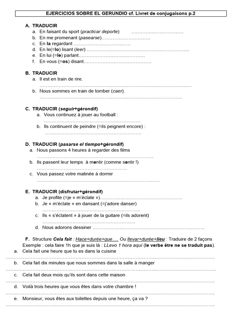 EJERCICIOS Gerundio Subjuntivo 4 | PDF | Syntaxe | Unités sémantiques