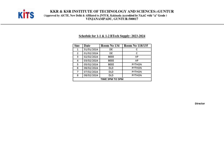 Supply - TIME TABLE - 2024 | PDF