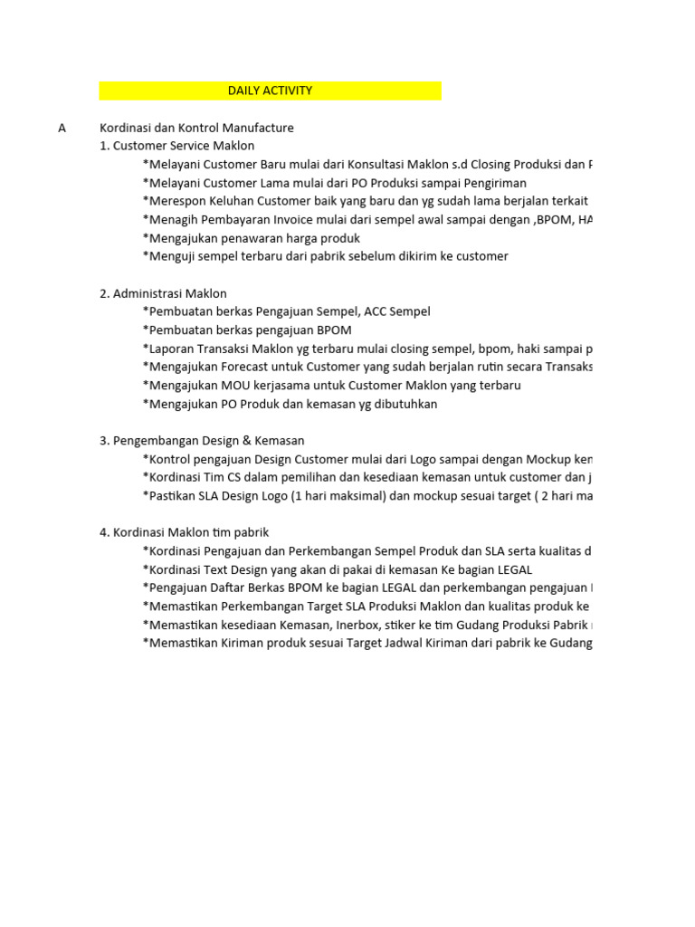 Daily Activity | PDF