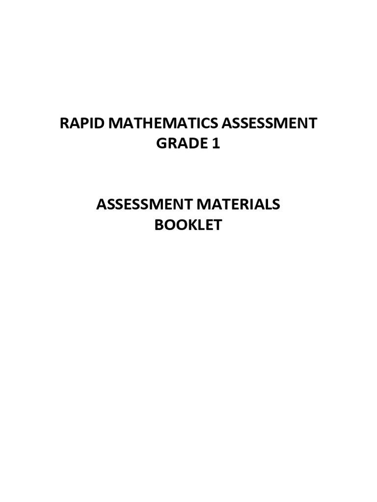 RMA - Grade 1 - Assessment Materials Booklet - 17 June2023 EDITED | PDF