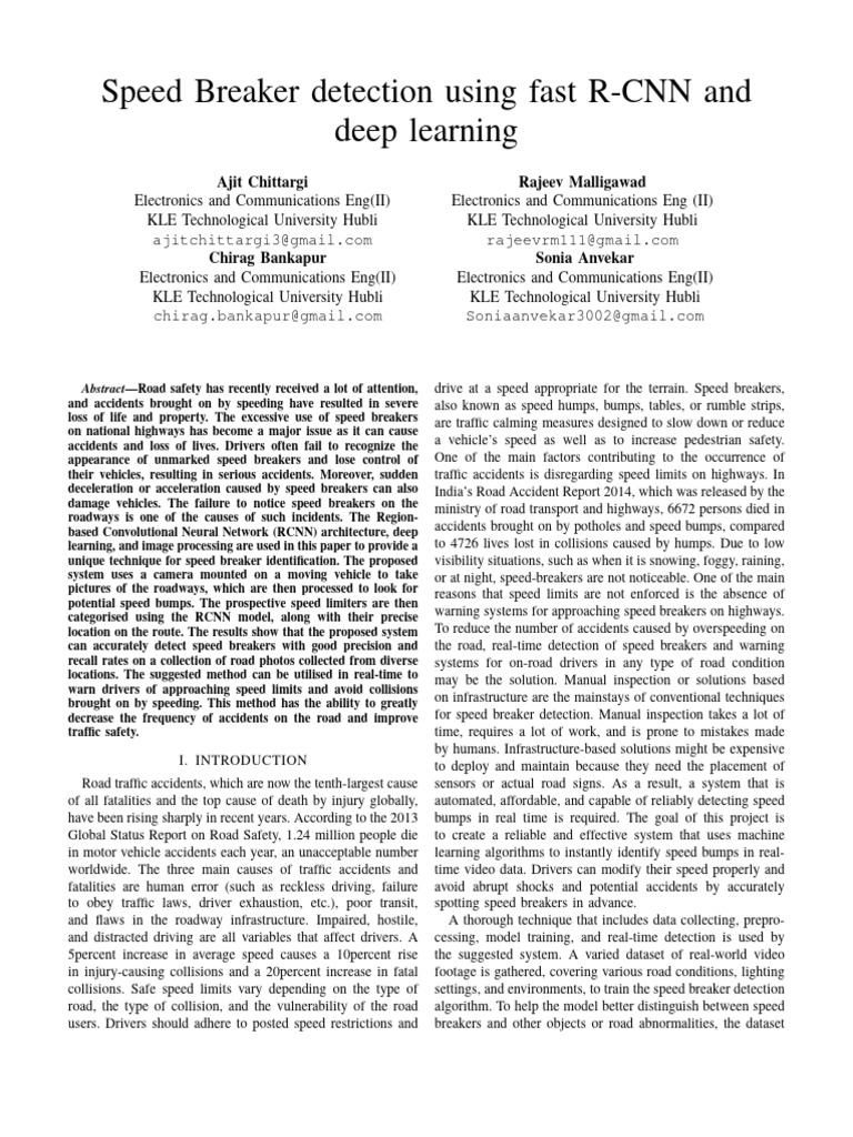 Speed Breaker Detection with Deep Learning | PDF | Business | Computers