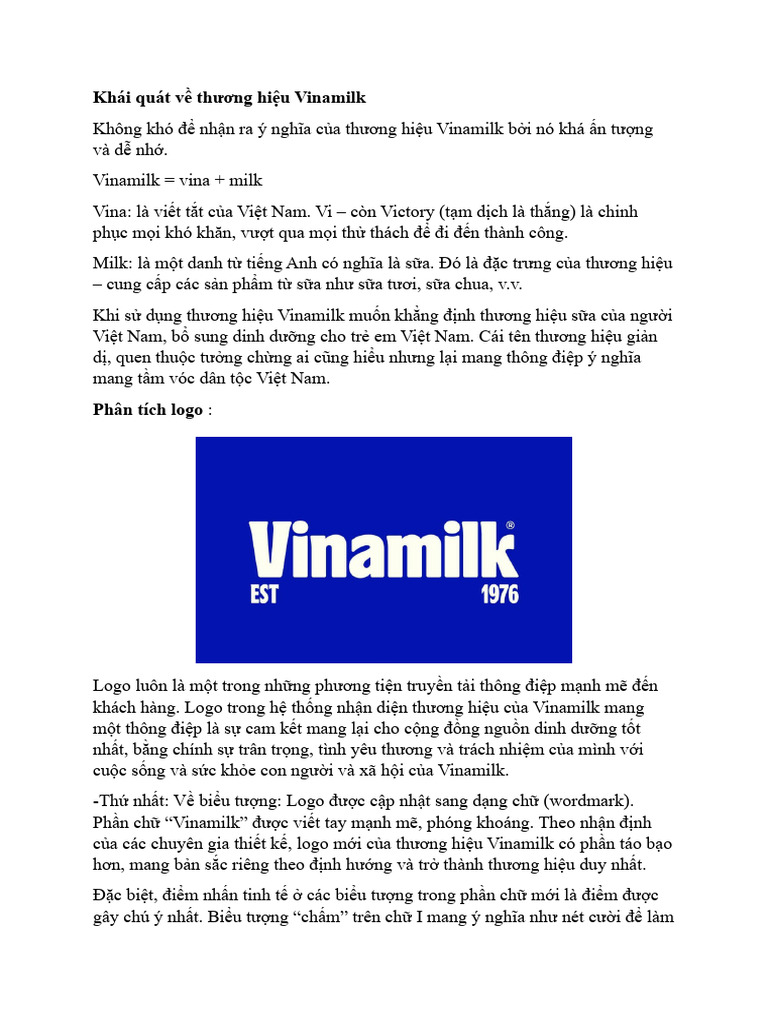 khái quát về bộ nhận diện vinamilk | PDF