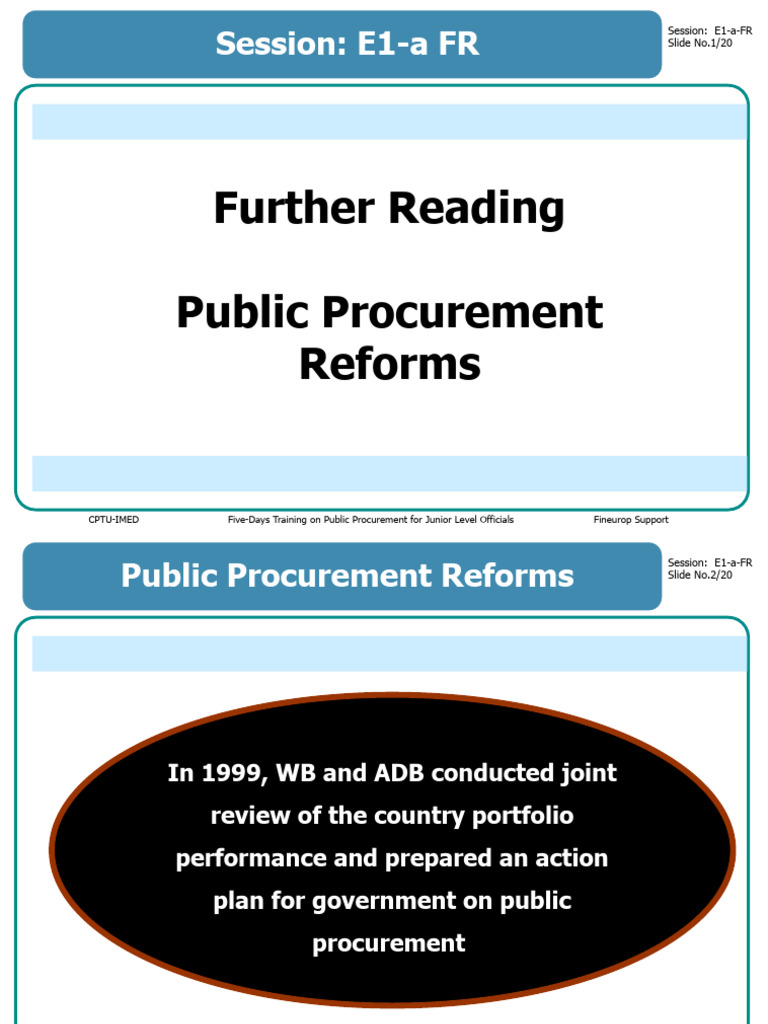 E1-a-FR Public Procurement Reform Further Reading-D1 | PDF