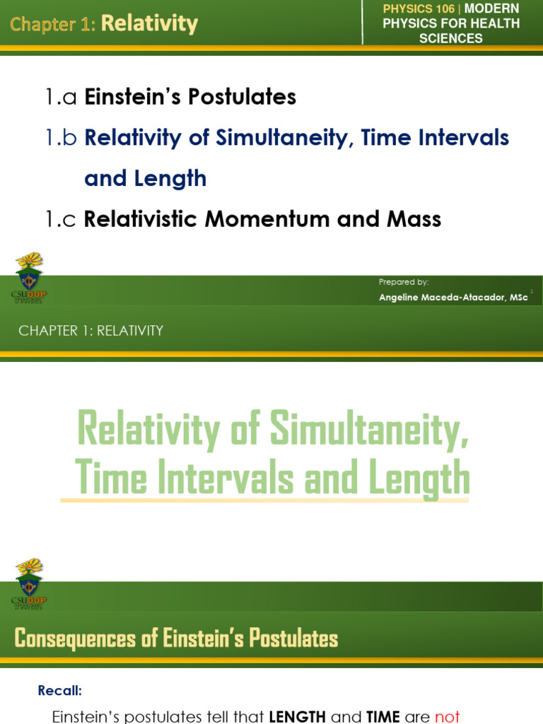 Time Dilation and Length Contraction | PDF