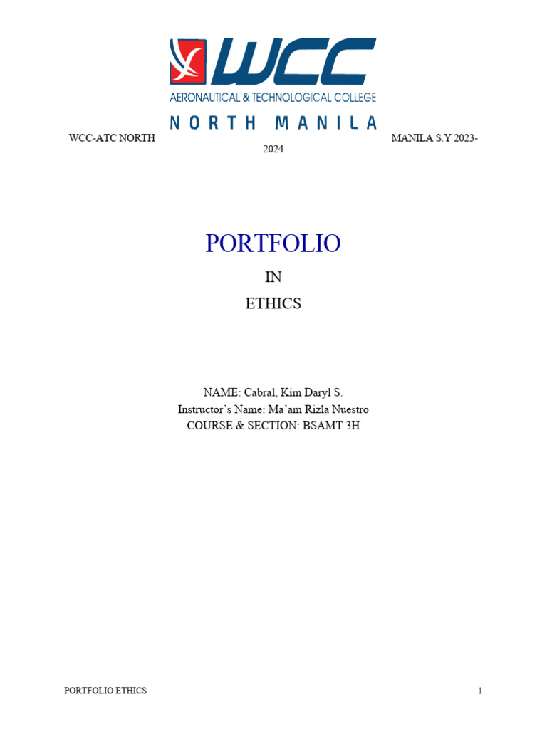 Ethics Portfolio for BSAMT Students | PDF
