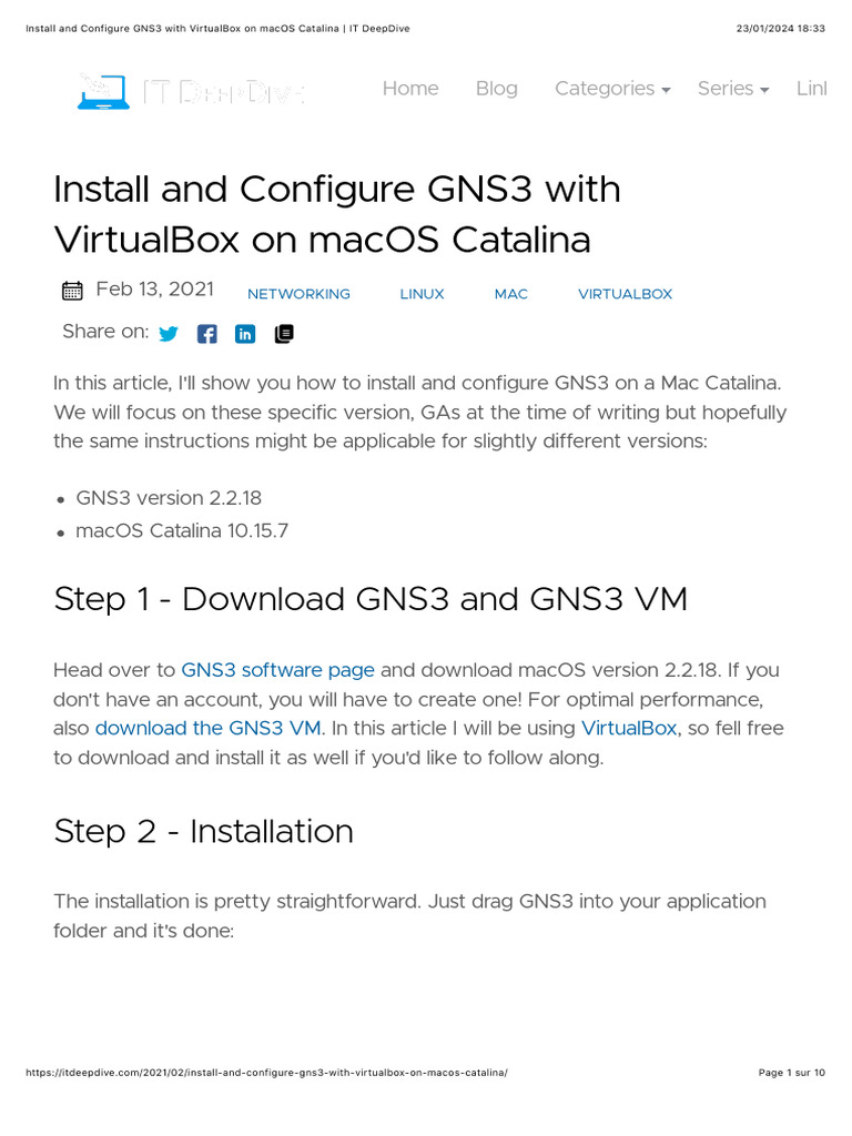 Install and Configure GNS3 With VirtualBox On MacOS Catalina - IT DeepDive | PDF