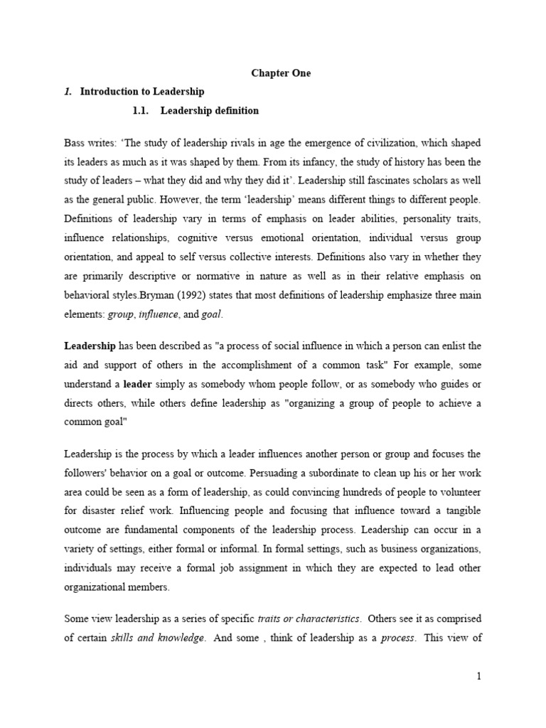 Chap1 Leadership | PDF | Leadership | Social Psychology