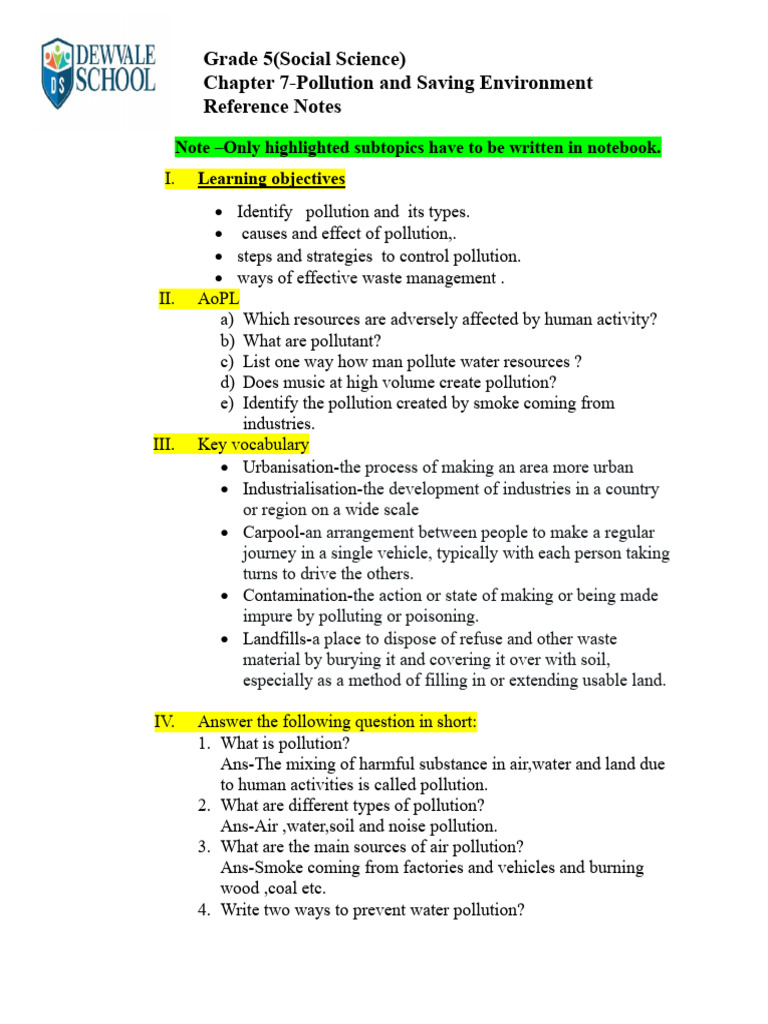 Grade 5 Transmitting Knowledge Notes | PDF