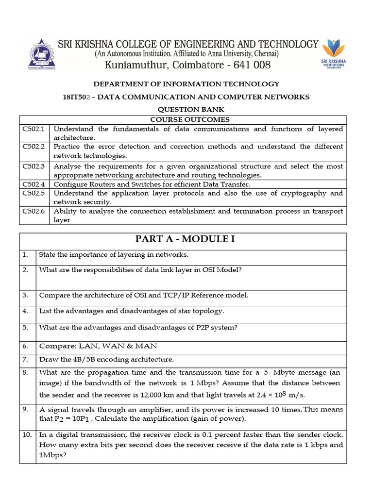 18it502 - DCCN - Question Bank-1 | PDF | Computer Network | Routing