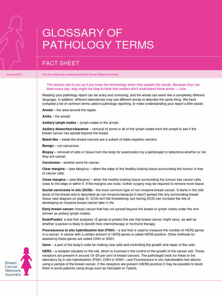 Glossary of Pathology Terms | PDF | Breast Cancer | Cancer