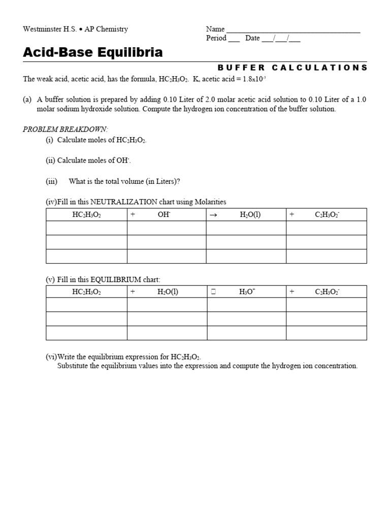 Buffer Calculations with Acetic Acid | PDF