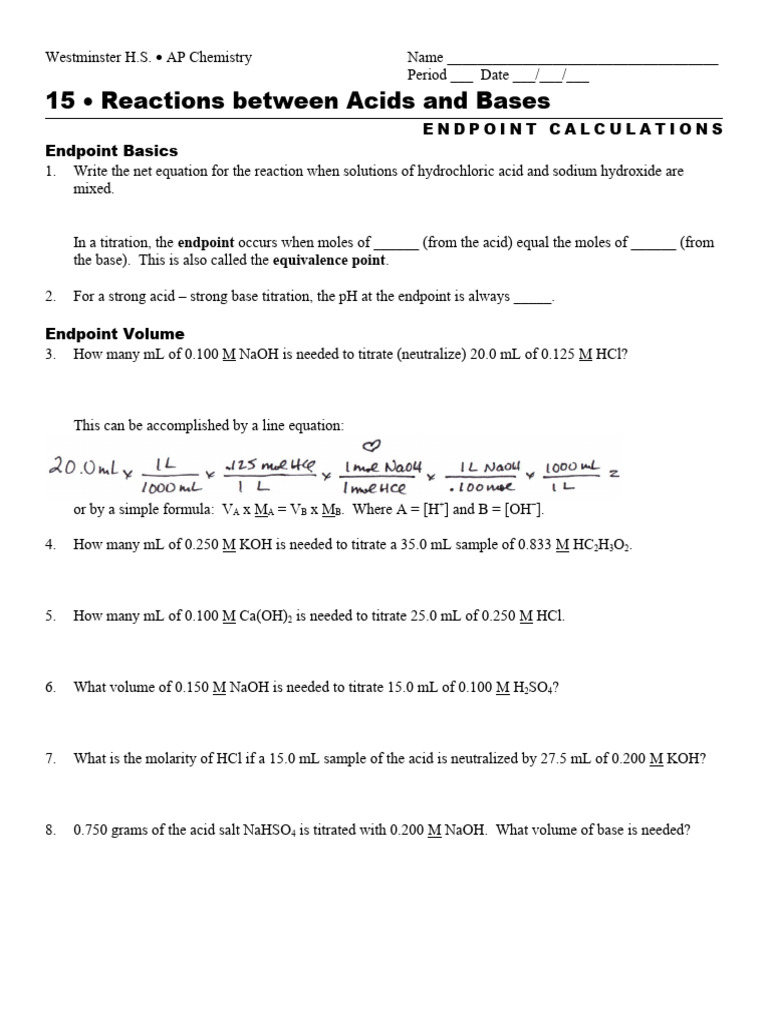 End Point Calculations | PDF | Teaching Methods & Materials | Science ...