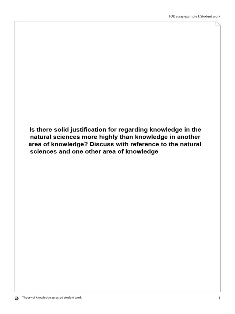 May 2023 TOK Essay Sample B | PDF