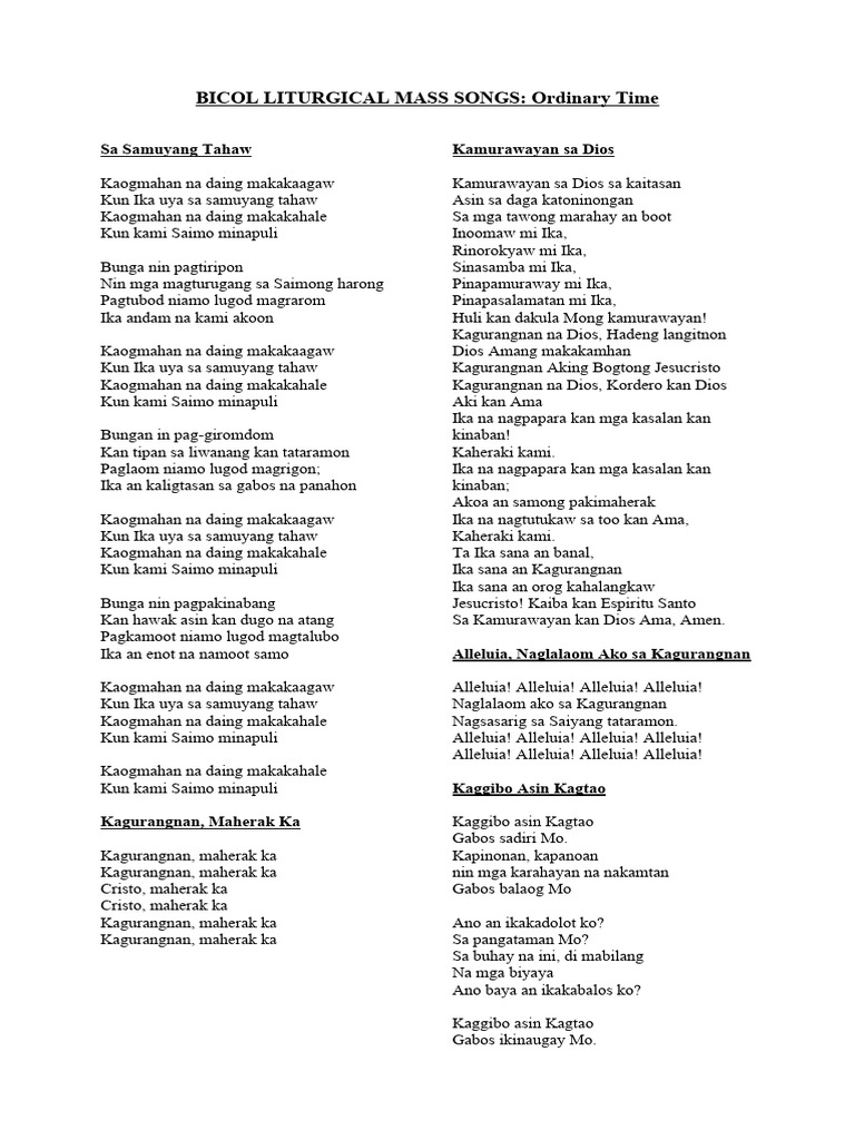 Bicol Liturgical Mass Songs | PDF