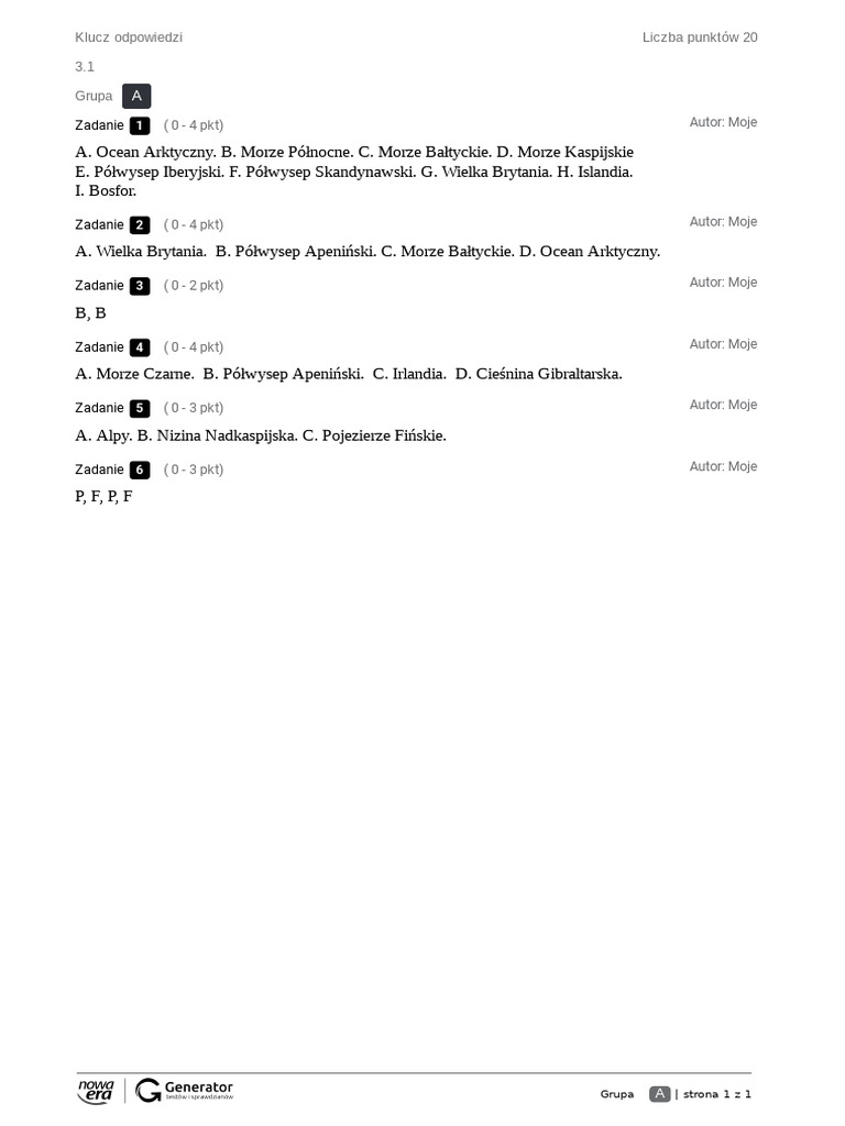 3.1.klucz - Polozenie I Uksztaltowanie Powierzchni Europy | PDF 3.1.klucz - Polozenie I Uksztaltowanie Powierzchni Europy | PDF