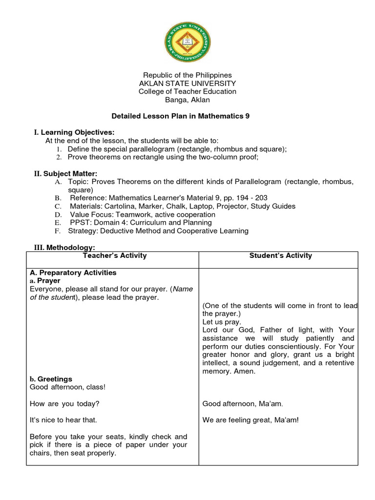 Joy LP in Grade 9 | PDF | Rectangle | Elementary Geometry