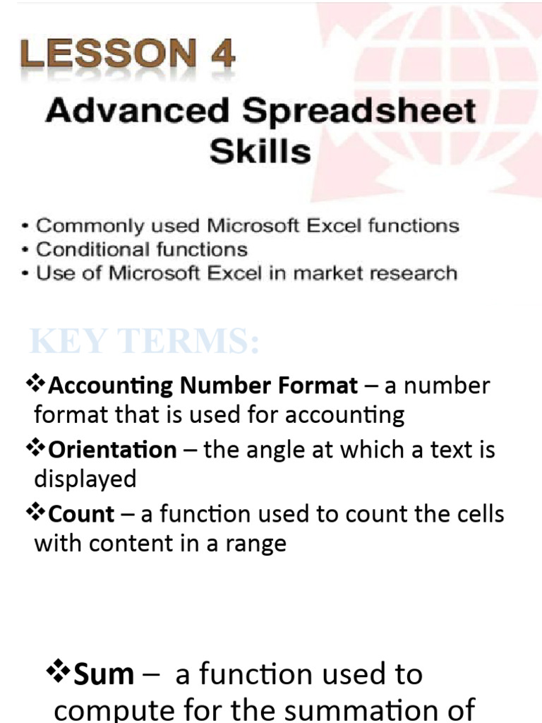 E Tech 12 PPT 4 | PDF | Microsoft Excel | Function (Mathematics)