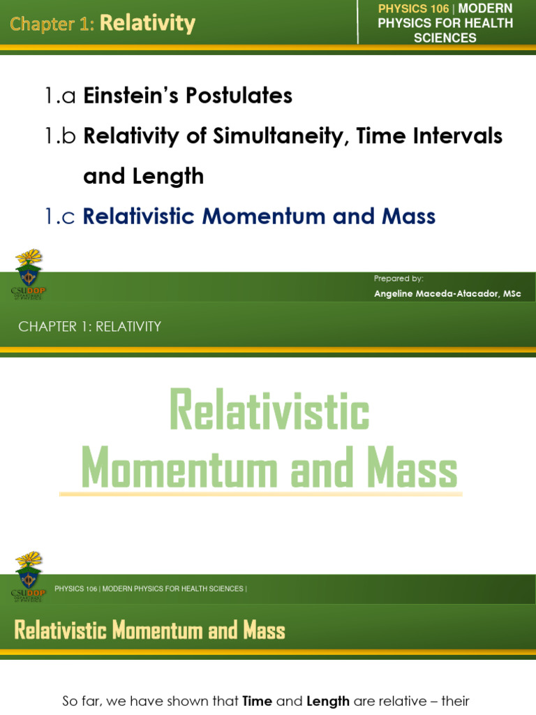 Relativistic Mass and Momentum | PDF | Special Relativity | Momentum