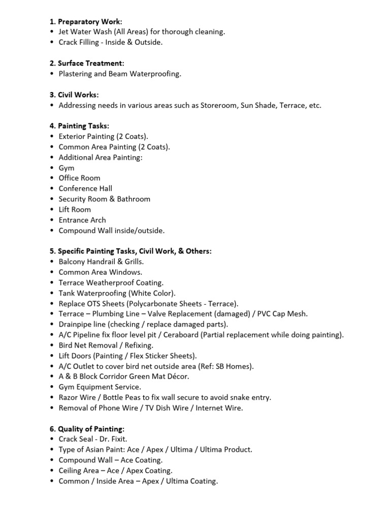 Painting Scope of Work Overview | PDF