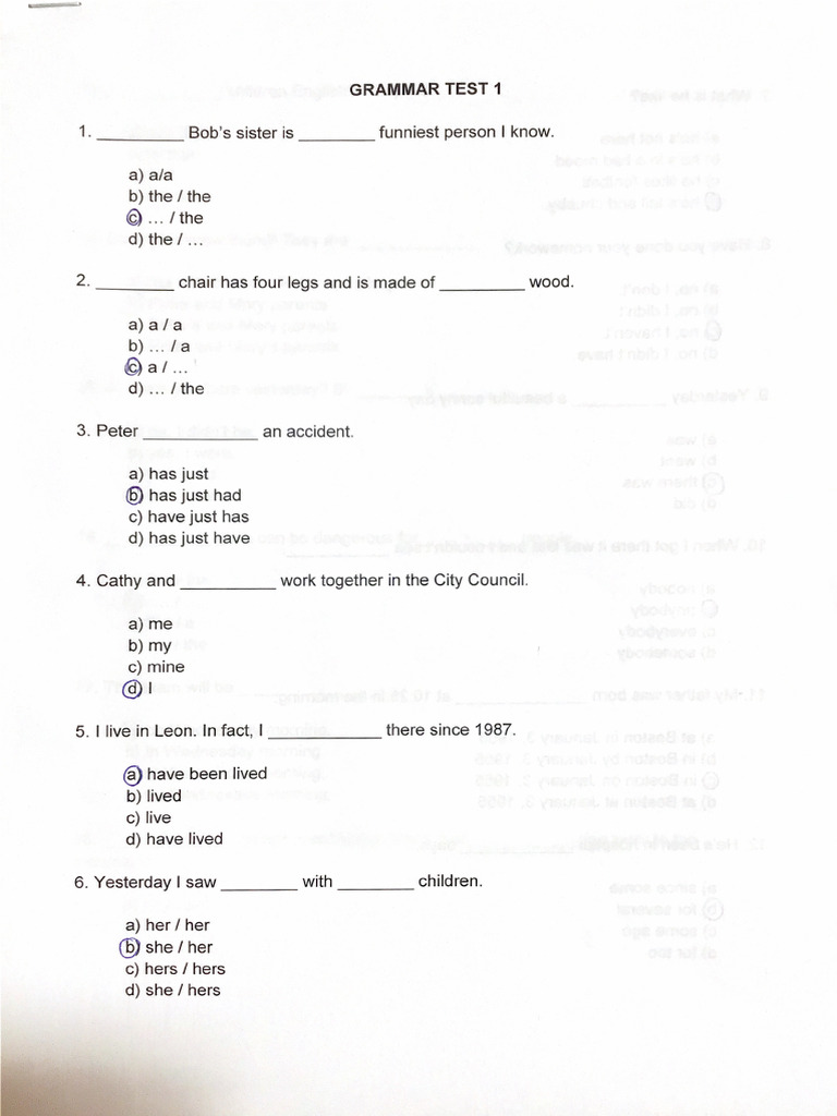 Grammar Test 1 | PDF