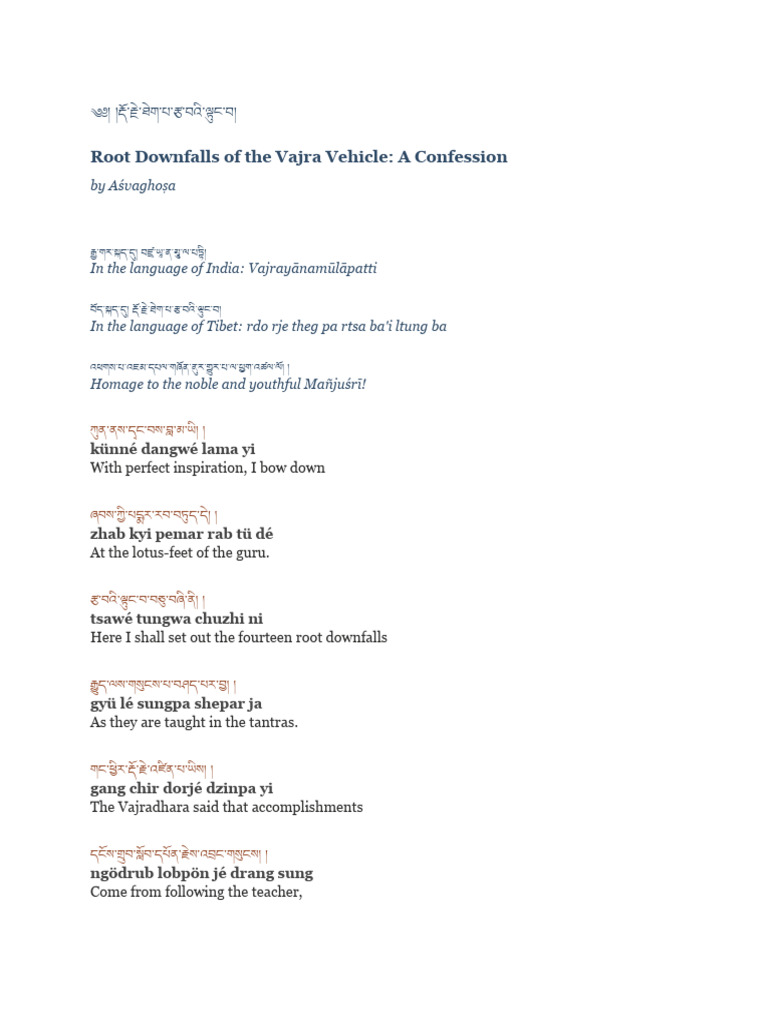 Root Downfalls of The Vajra Vehicle - A Confession-3 | PDF